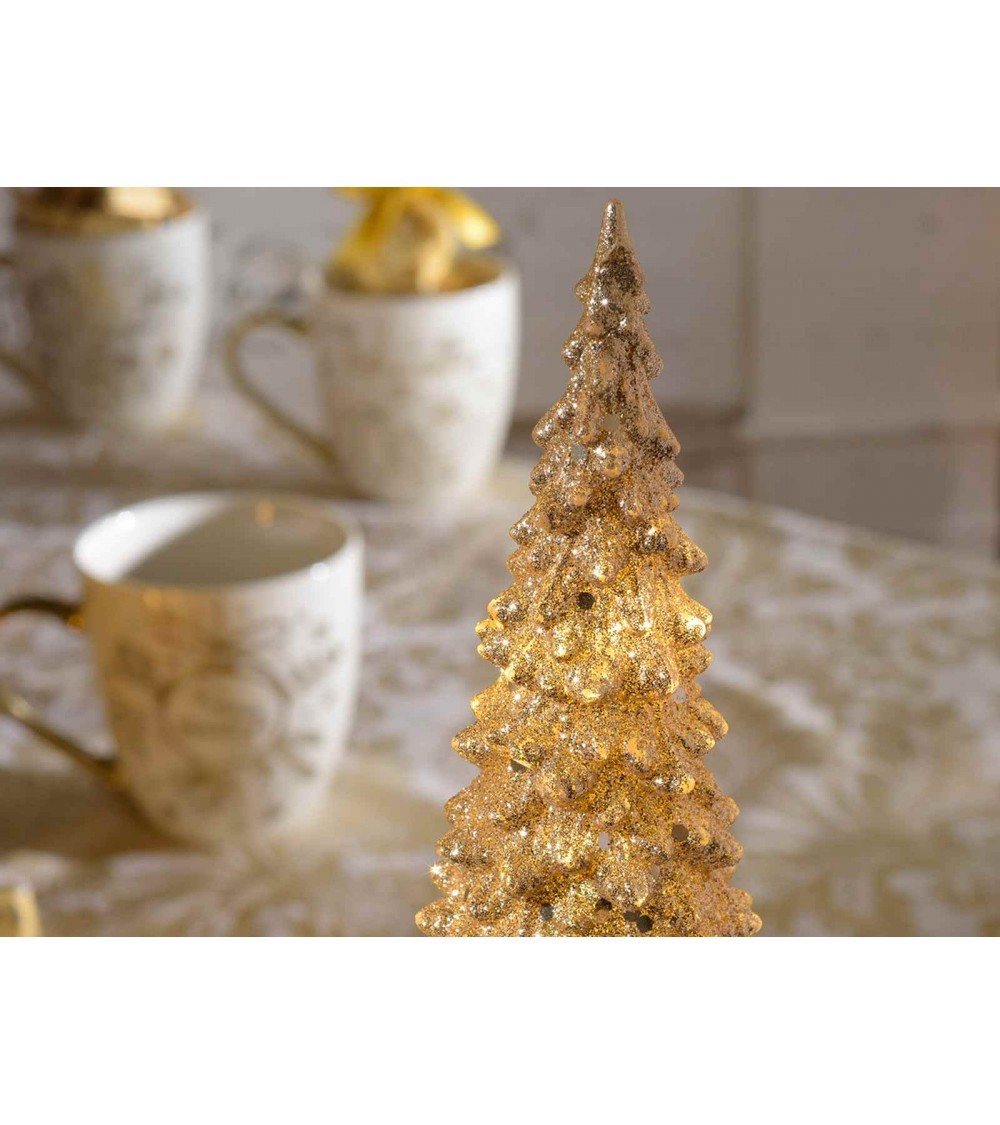 Acquista Online Set 2 Alberi di natale in Resina Dorata con Luci LED e ...